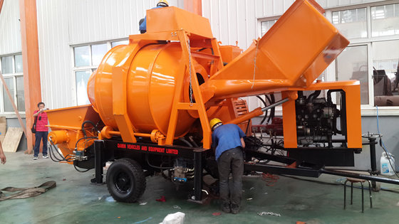 Trailer Mobile Concrete Mixer with Pump with 100m Steel Delivery Pipe Line on Sale supplier