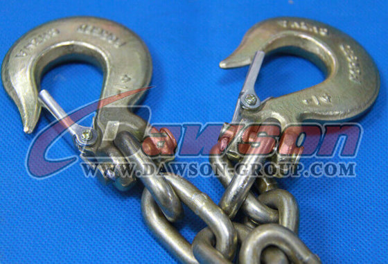 G70 Trailer Safety Chains Assembly with Slip Clevis Hook & Latch on Each End
