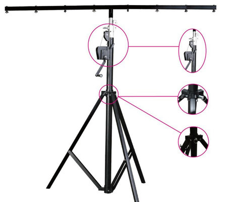 4.5m Tripod LED par Lighting Stand Height 1.8-4.3m Adjustable Powder Coated Steel Light Truss