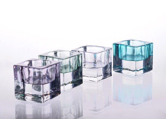 Square Colored Glass Votive Candle Holders , Glass Tealight Holders