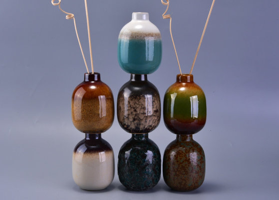 Luxury Ceramic Empty Diffuser Bottles Aromatherapy Home Oil Diffuser Transmutation Glazing Bottle
