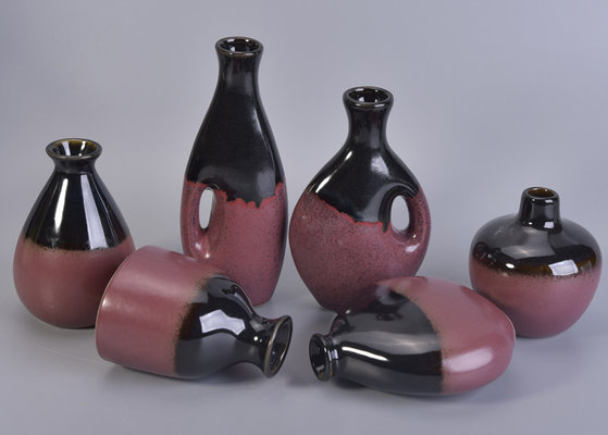 138Ml Custom Shape Pink Ceramic Empty Diffuser Bottles Hand Made Craft