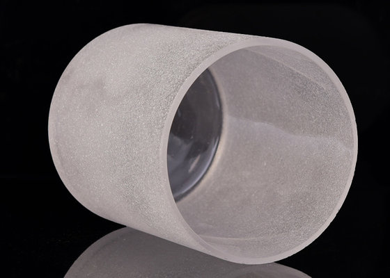 Vertical Sandblasted Glass Candle Holders Cylinder Straight Walled Glass Candle Cups
