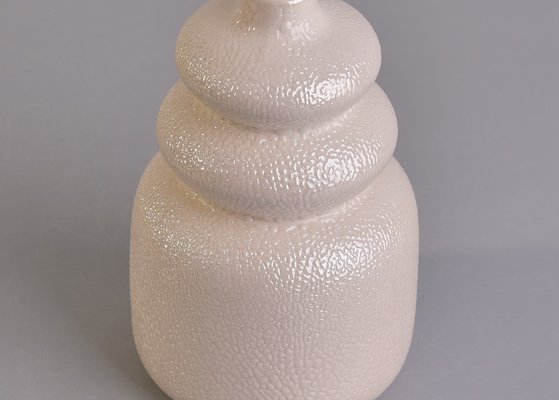 239ml白い真珠の点はヒョウタンによって形づけられた芳香オイルの陶磁器のびんを艶をかけました