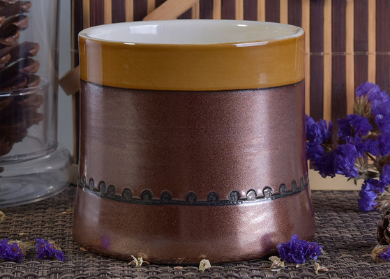 Customized Print Metal Glazing Candle Holder Ceramic For Wedding Decoration