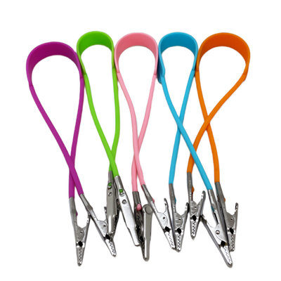 Silicon Dental Reusable Silicone Chain Bibs Clips Napkin Holder