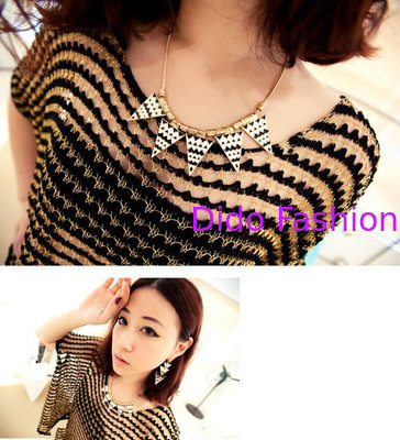 Fashion Jewelry metal punk triangle with black ripple necklace cloth ornaments
