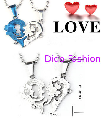 Fashion couples jewelry stainless steel pendant necklace couple necklaces for lovers
