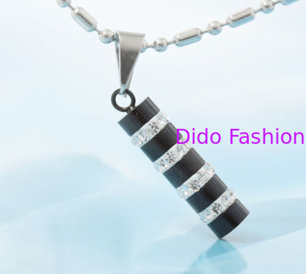 Fashion couples jewelry stainless steel pendant couple necklace with diamond ornaments