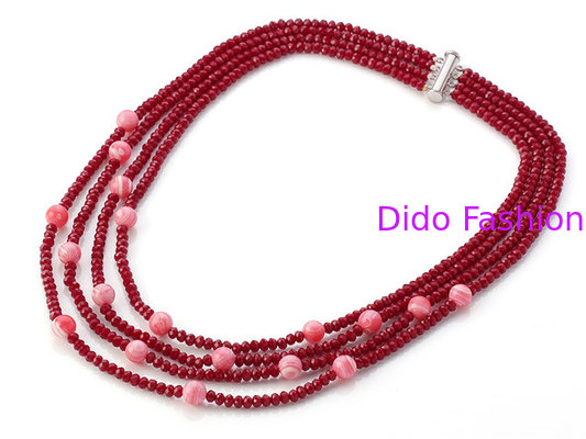 Fashion natural Rhodochrosite red artificial crystal woman necklace wholesale from China