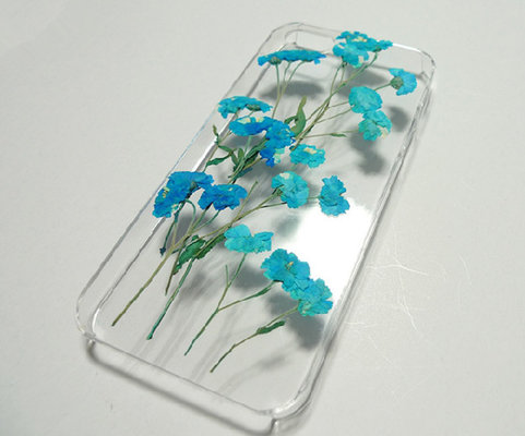 Customized Real Dried Pressed Flowers Bracelet Blue Daisy With Stem