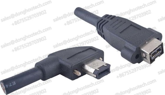 Flexible IEEE 1394 Firewire Cable 1394A 6 Pin Right Angle to 1394b Female 9Pin