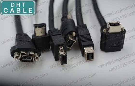 IEEE 1394 Firewire Cable with Screw Lock Latch Lock Right Angle Extended Cable