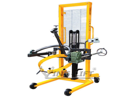 Yellow  Hydraulic Drum Transport Equipment Vertical - Lift With Scale