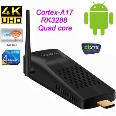 RK3288 Lan TV Strick RJ45 XBMC 4K Android Smart TV Box Mini PC Dongle with Bluetooth , Wifi