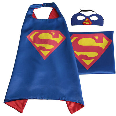Halloween Superhero capes Double sides Satin Fabric super hero cape + mask party supplies for Children's birthday party