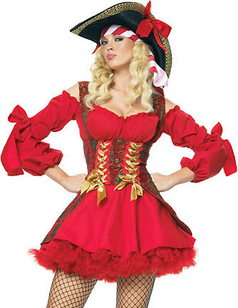 Halloween Christmas Sexy Costumes Wholesale Sexy Buccaneer costume in red color XS-XXXXL