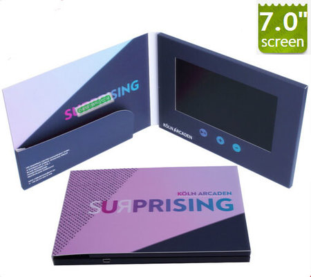 Best Advertising 7 inch LCD Video Brochure card/video book/video greeting card with pocket for business gift