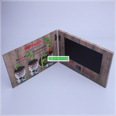 High Quality beautiful wood color printing 7 inch advertising LCD screen video brochure business card