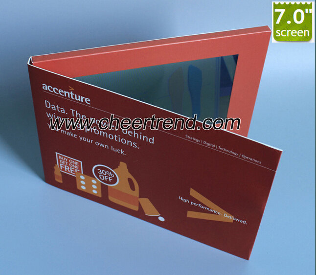2017 popular A5 size 7 inch LCD tft video module for greeting brochure card with 1GB memory