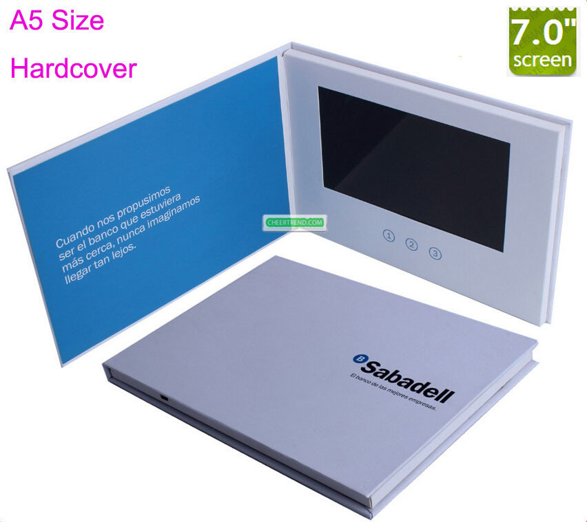 2017 New Business Gift Hardcover Paper Invitation Card 7 inch lcd Video Brochure
