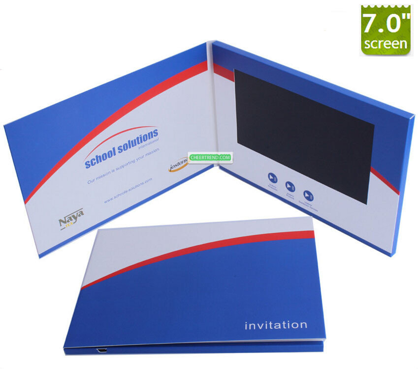 School Solution customized 7 inch video brochure, video book and video card for invitation,advertising or promotion