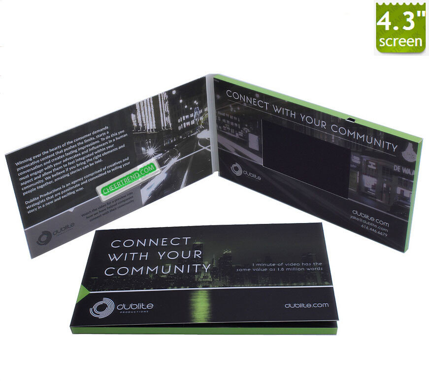 Hot AVI format 4.3 inch video brochure / Invitation video greeting card / lcd video book with 128Mb memory