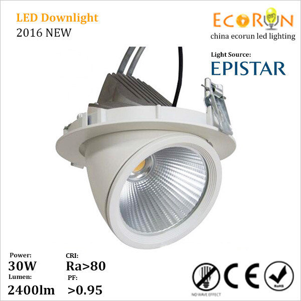 white color recessed quality 220v 25w 30w led gimbal downlight dimmable warm white