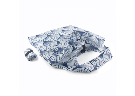 210D Polyester Foldable Tote Bag White Wonderful Lotus Sublimation Printing