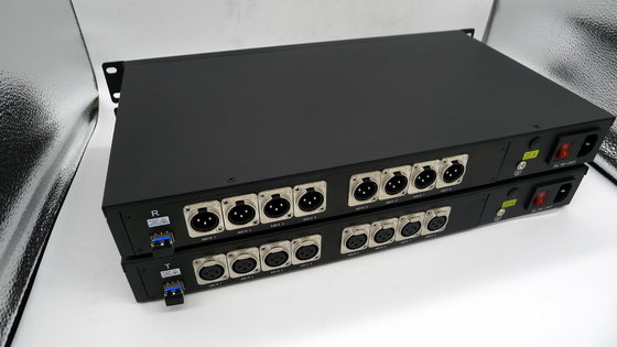 8 channel (XLR) balanced audio to fiber converter or 4 ch 2 way 3pin XLR balanced audio over fiber optic Extender
