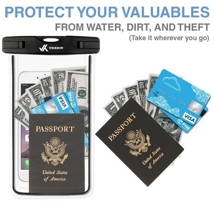 Custom Waterproof Floating Cell Phone Case , Dry Waterproof Necklace Pouch