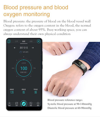 Smart Bluetooth Sports Activity Bracelet , Touch Screen Smart Watch Wristband