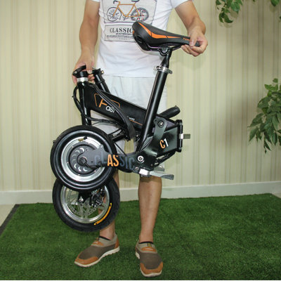 Mini Folding Electric Bike Scooter Bicycle Lighter Aluminum 6061 Black / White Color