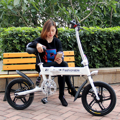 Center Shock Absorbed Electric Folding Bike Lightweight , Fold Up Bicycle 250W 16 Inch