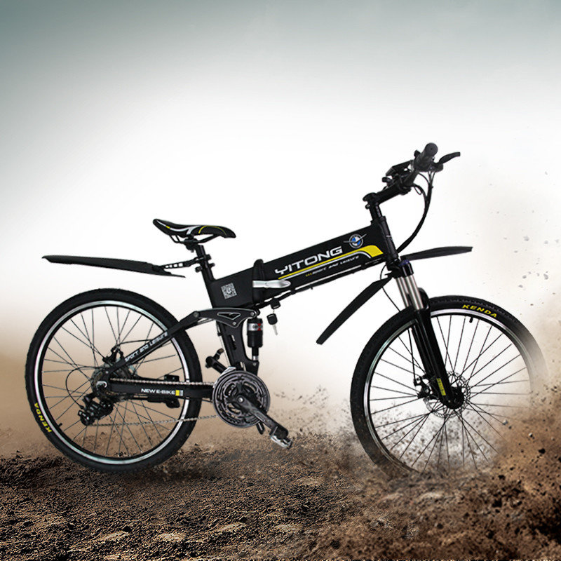 HANMA 26'' Folding Electric Bike Samsung 36V 10.4AH Lithium Battery Adjustable Seat