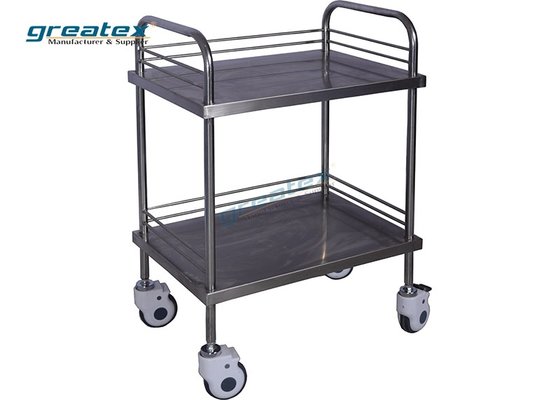Movable Stainless Steel Food Trolley Hospital 2 / 3 Ties Optional Size With Wheels