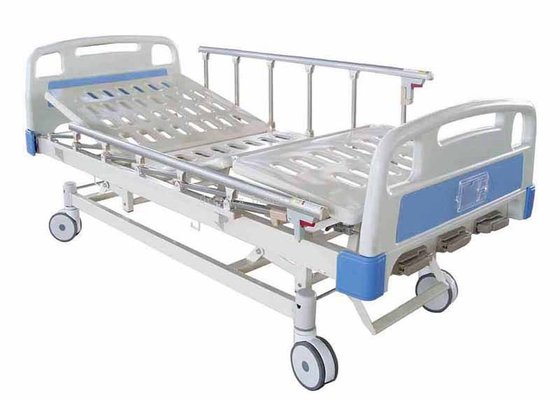 Folding Metal Hospital Manual Bed Three Cranks Fodable Hospital Bed