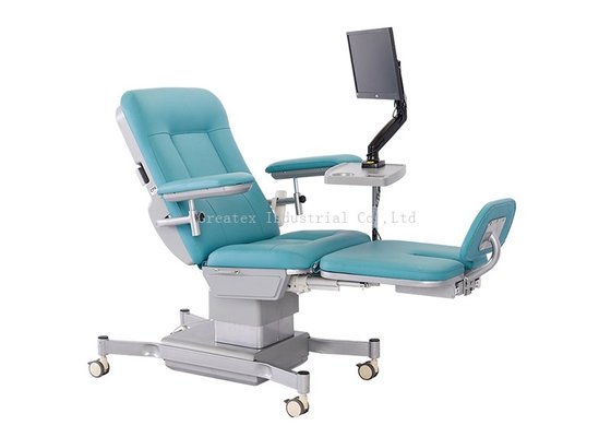 Linak Motorized Dialysis Recliner Chairs , Reclining Blood Draw Chair Blue Color