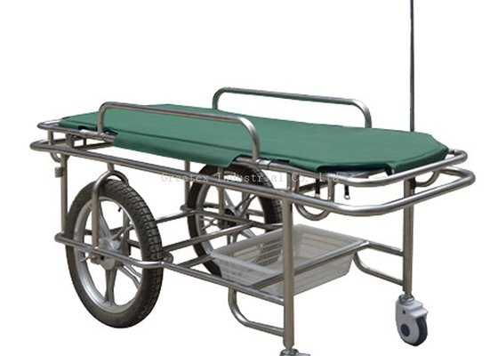 Height Fixed Ambulance Stretcher Trolley 180kg Load Capacity Two Large Wheels