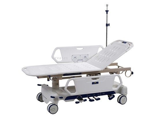 White Color Patient Transfer Stretcher , Hydraulic Ambulance Stretcher Foot Pedals Control