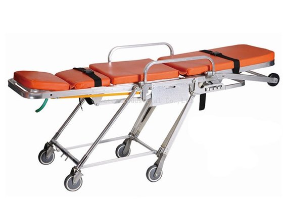 First Aid Patient Transfer Stretcher , Orange Collapsible Ambulance Stretcher