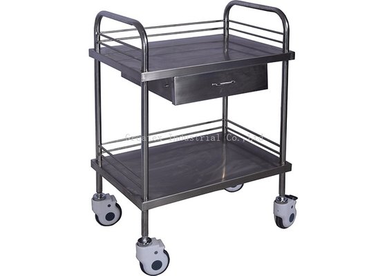 Two Tier Stainless Steel Medical Trolley , Stainless Steel Surgical Trolley