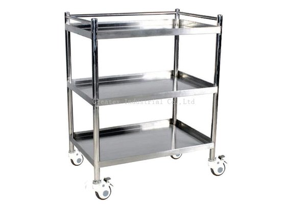 Movable Stainless Steel Food Trolley Hospital 2 / 3 Ties Optional Size With Wheels