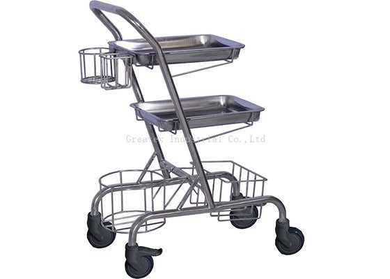 Hospital Furniture Stainless Steel Medical Trolley Robust Three Tier Structure