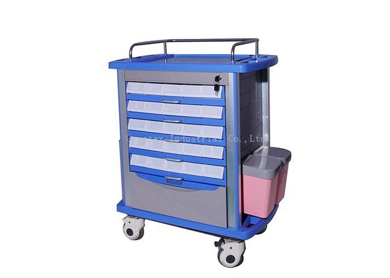 Double Side Emergency Medication Trolley Reliable With Four Aluminum Columns