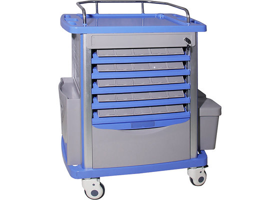 Easy Cleaning Plastic Medical Trolley , Emergency Medicine Trolley Moving Smoothly