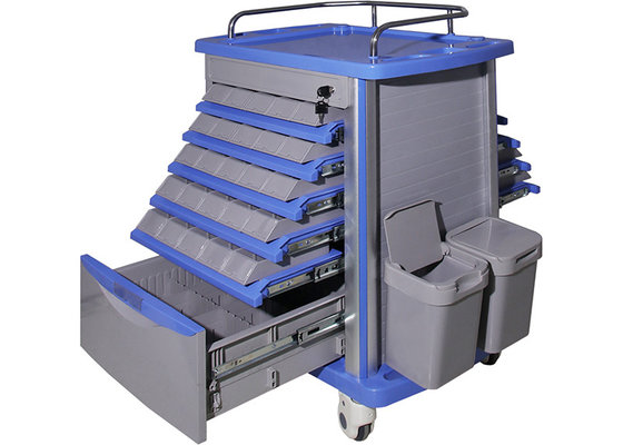 Easy Cleaning Plastic Medical Trolley , Emergency Medicine Trolley Moving Smoothly