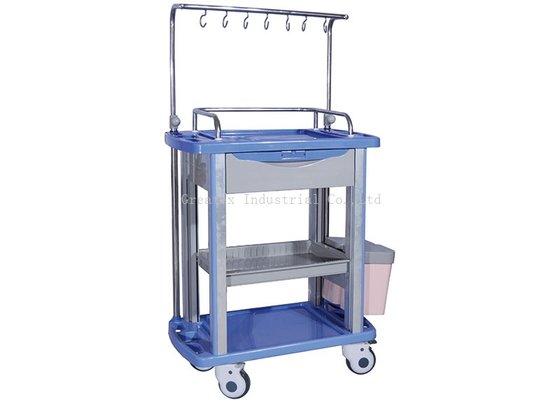 1 Drawer Plastic Medical Trolley IV Treatment Single / Double Row Frame