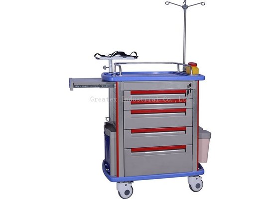 Durable Hospital Emergency Trolley Stainless Steel Guard Rail With File Bag