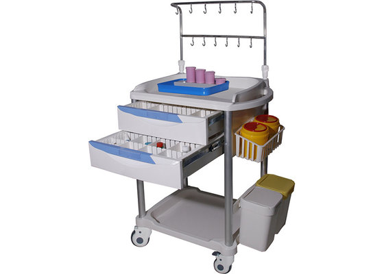Infusion Treatment Plastic Medical Trolley With Bottle Hangers / IV Hookers